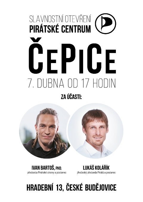 Pirátské centrum otevře Ivan Bartoš | Pirátská strana | JIHOČESKÝ KRAJ
